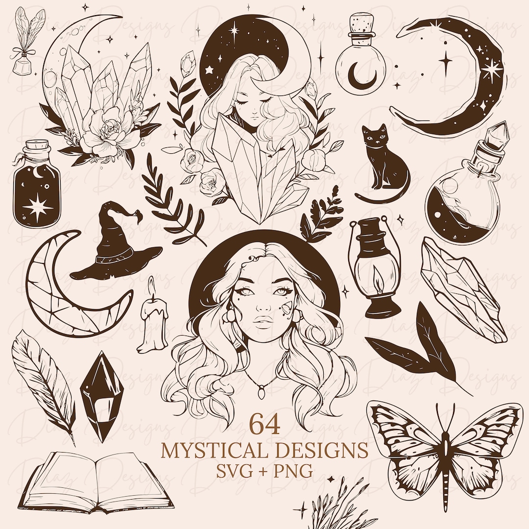 Mystical Svg Bundle , Witchcraft Bundle Svg, Witchy Svg, Moon Svg, Celestial Svg, Wicca Svg ...
