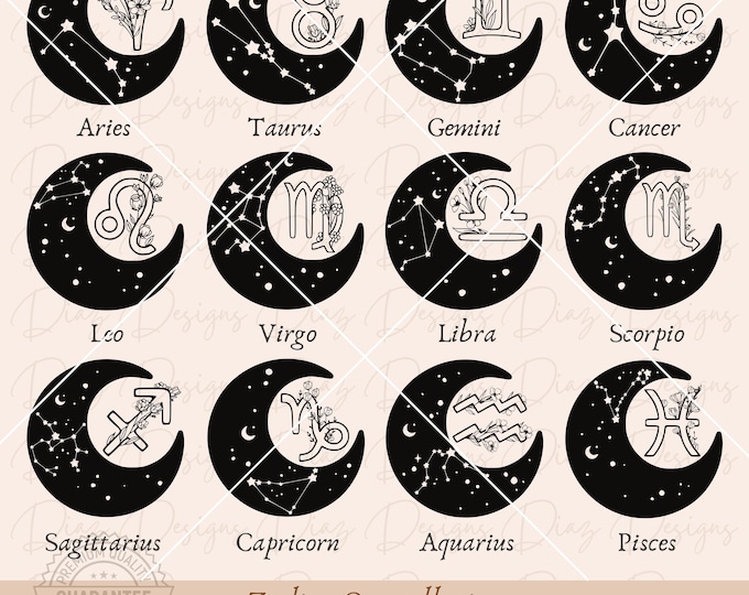Zodiac Constellation SVG Clipart Set - Stars, Space, Image, Printable ...