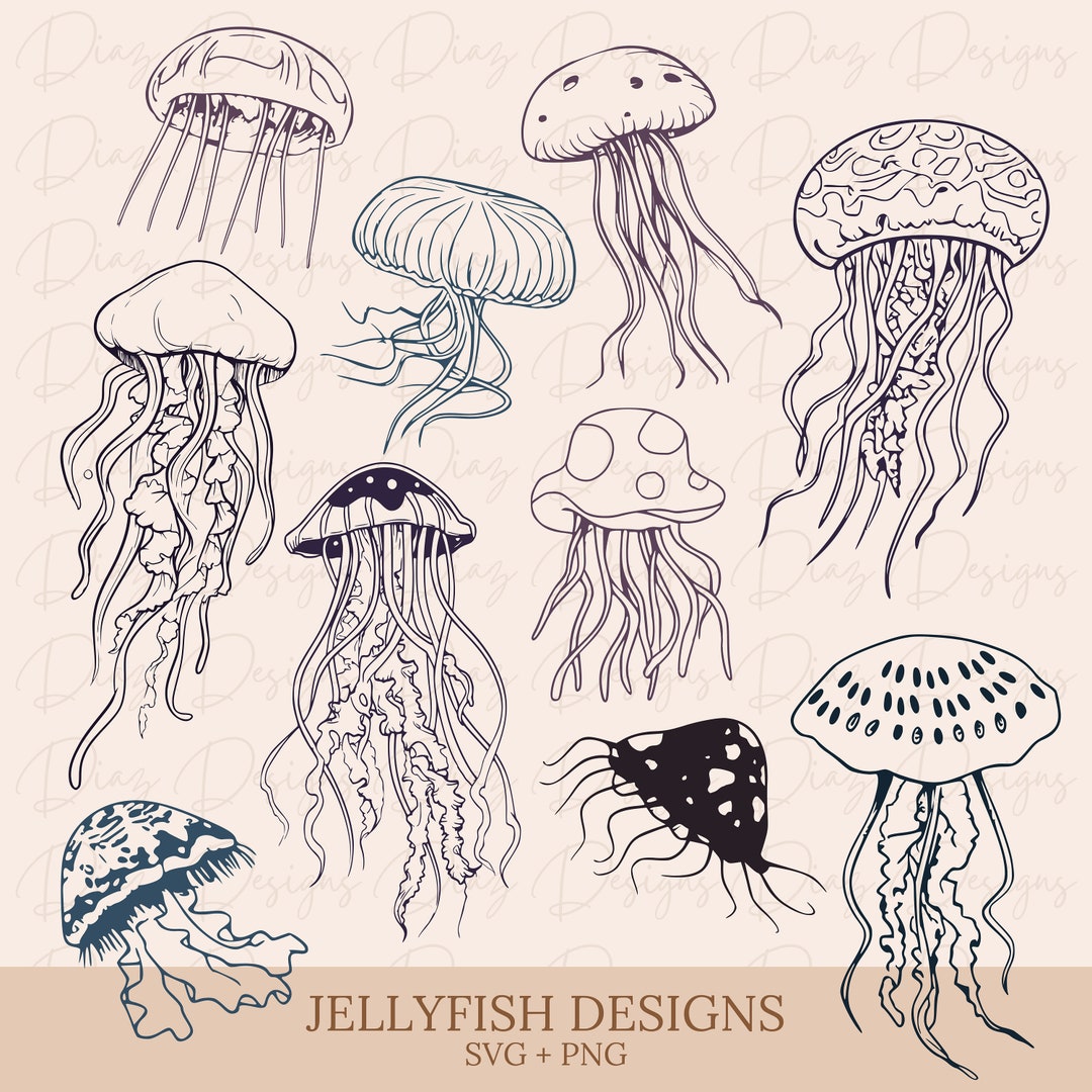 Jellyfish Svg, Jellyfish Clipart, Jellyfish Cut File, Jellyfish Cricut ...