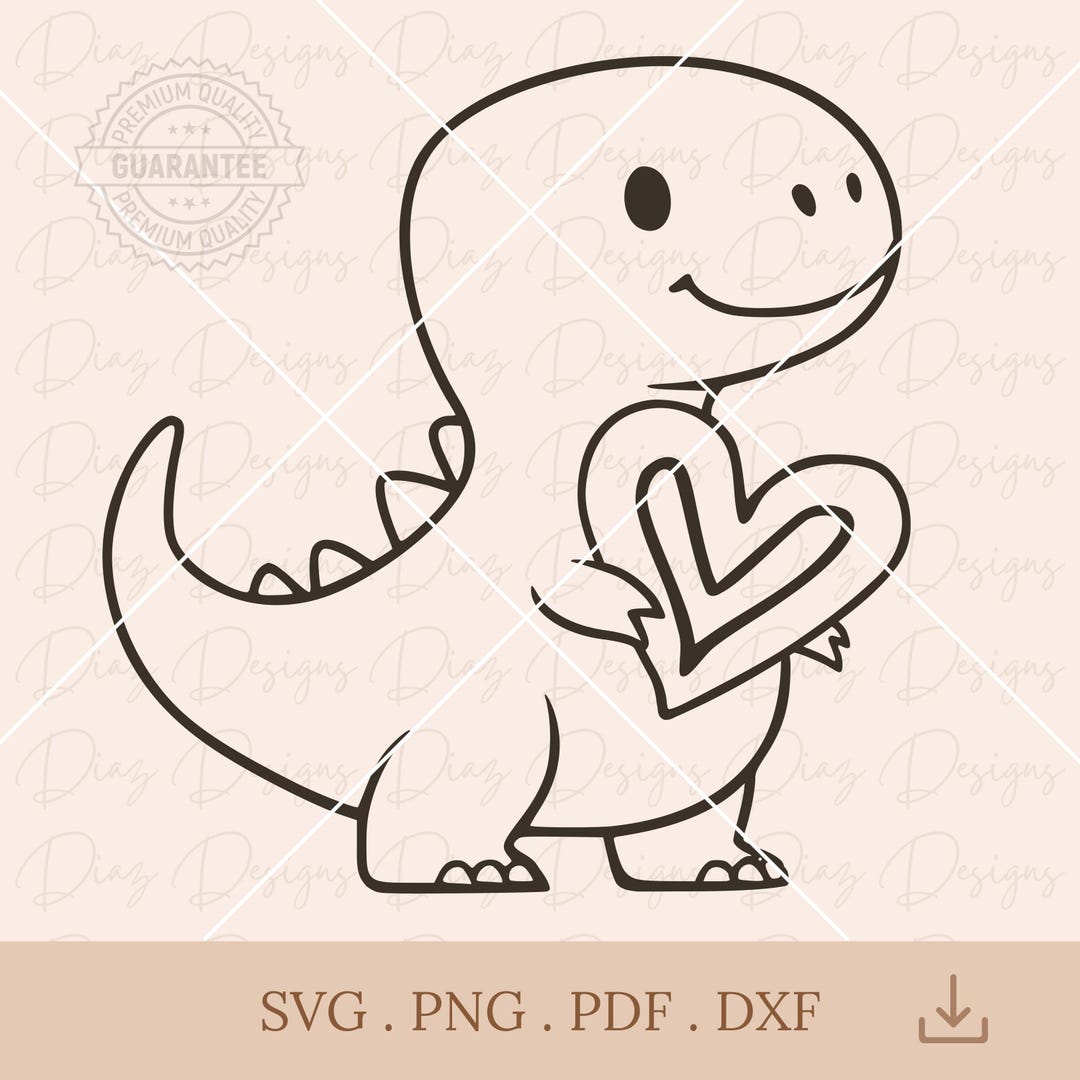 Dinosaur Heart Svg, T Rex Heart Clipart, Cute Dino Kawaii Svg, Baby ...