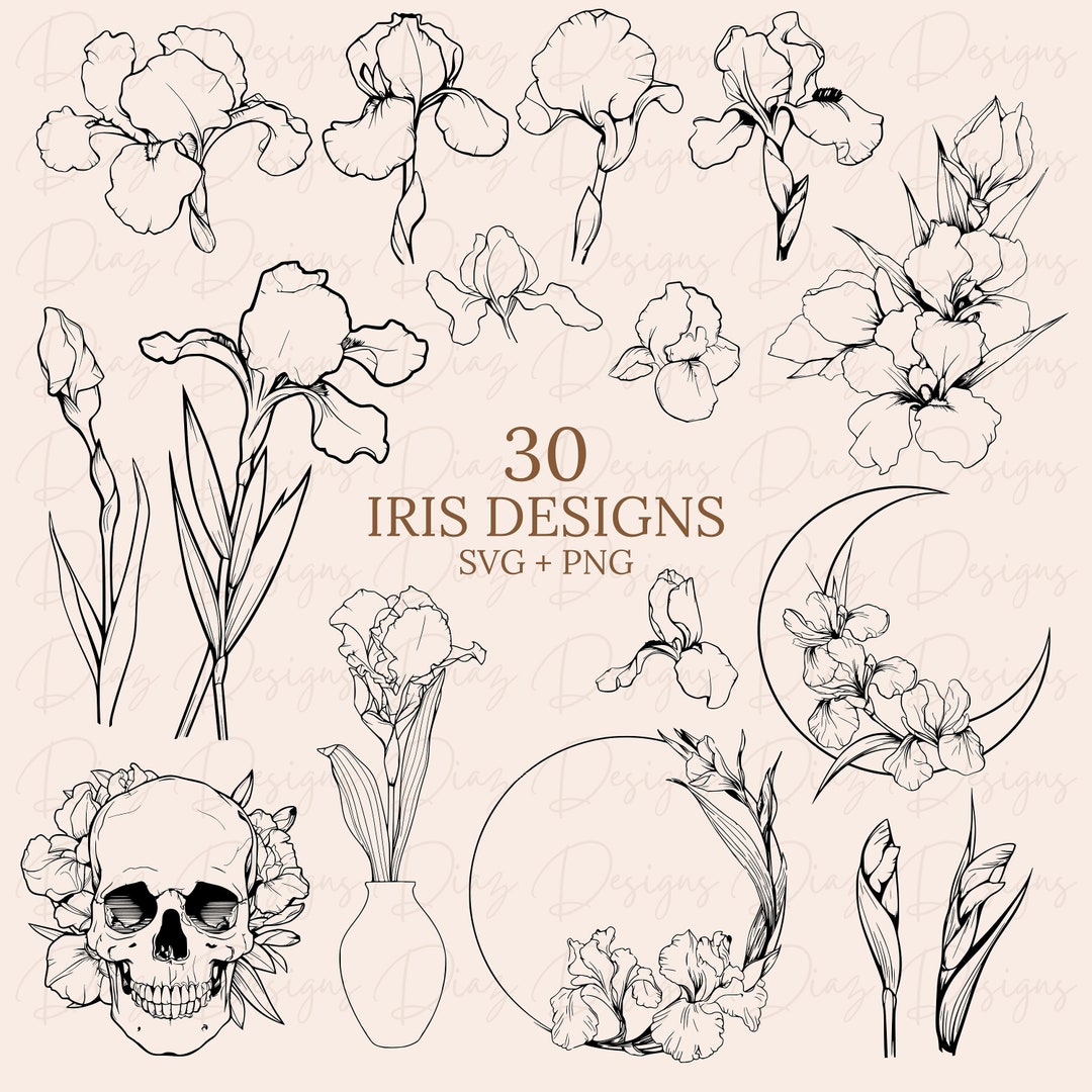 Iris Svg Bundle, Iris Flower Svg, Iris Line Art, Iris Cut File, Iris ...