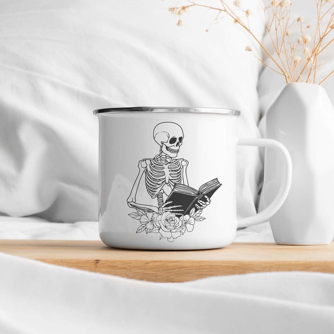 Skeleton Reading Clipart, Floral Book Lover Svg, Skull Reader Png ...