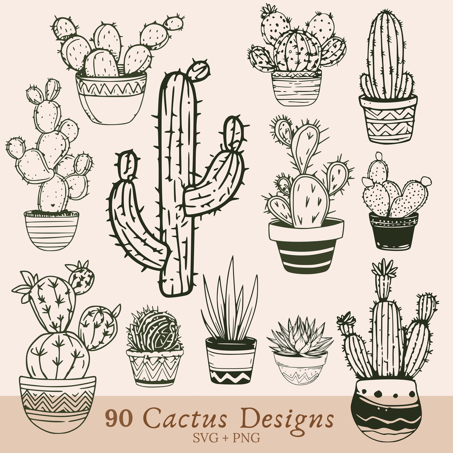 Cactus Svg Bundle, Cactus Succulent Bundle Png, Cactus Bundle Cricut ...