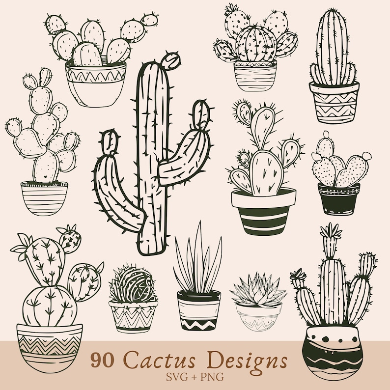 Cactus Svg Bundle, Cactus Succulent Bundle Png, Cactus Bundle Cricut ...