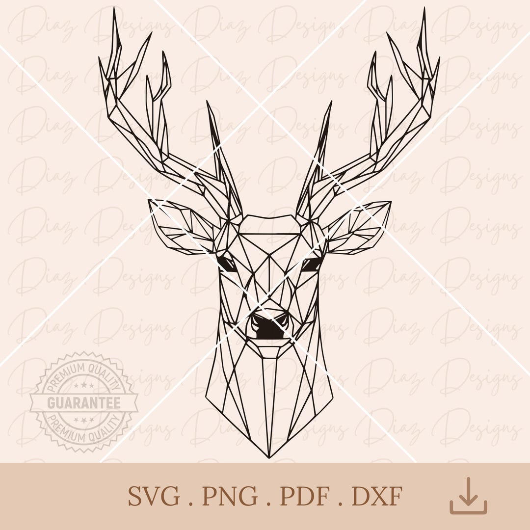 Geometric Deer Svg, Deer Head Png, Deer Polygonal Cricut, Buck Deer Svg ...