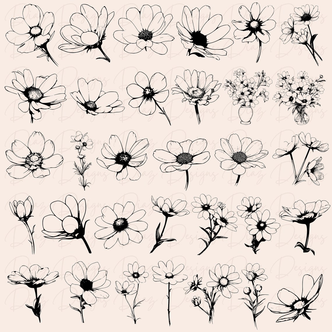 Daisy Svg, Daisy Flower Clipart, Daisy Flower Png, Floral Bundle Svg ...
