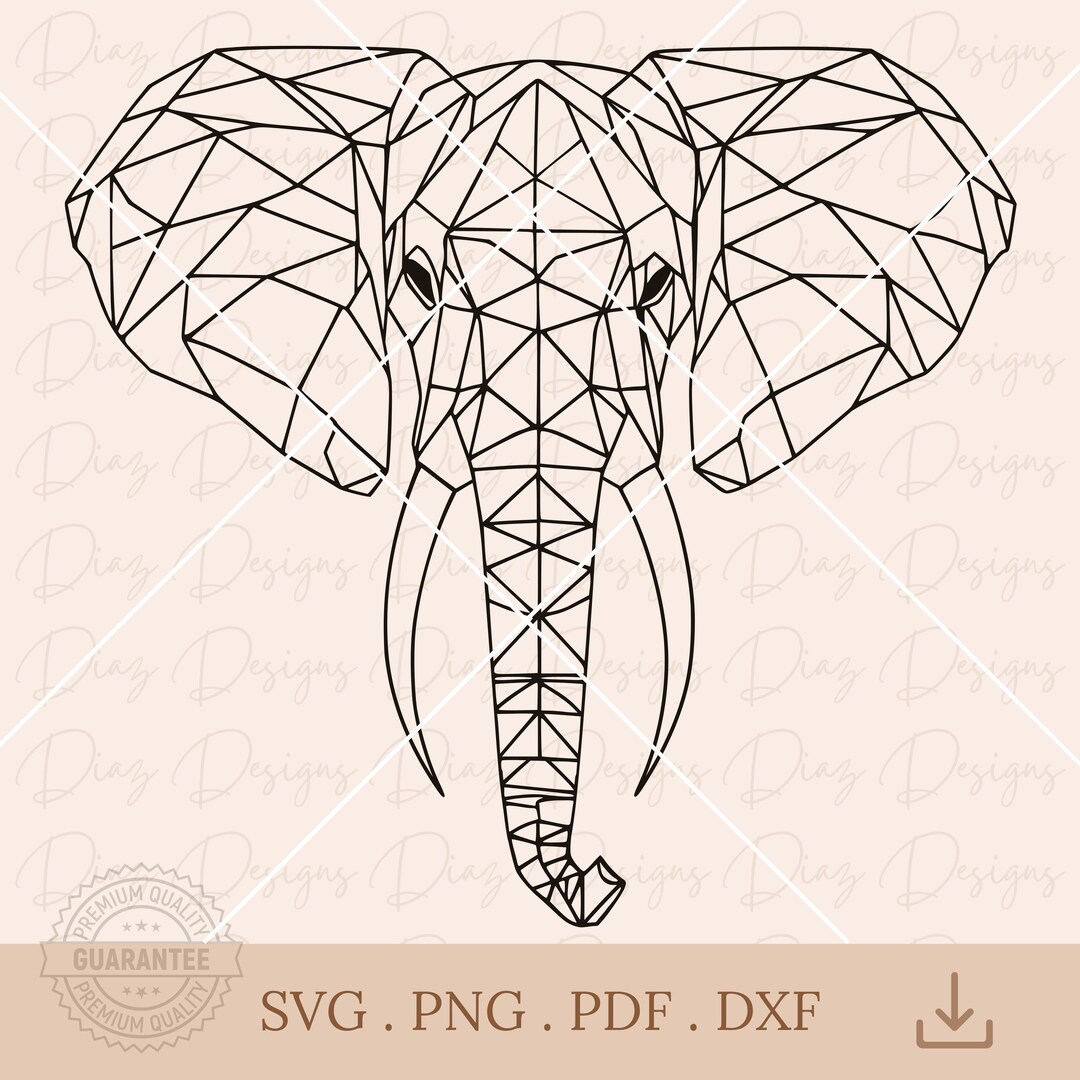 Geometric Elephant Svg, Geometric Animal Svg, Elephant Face Cut File ...