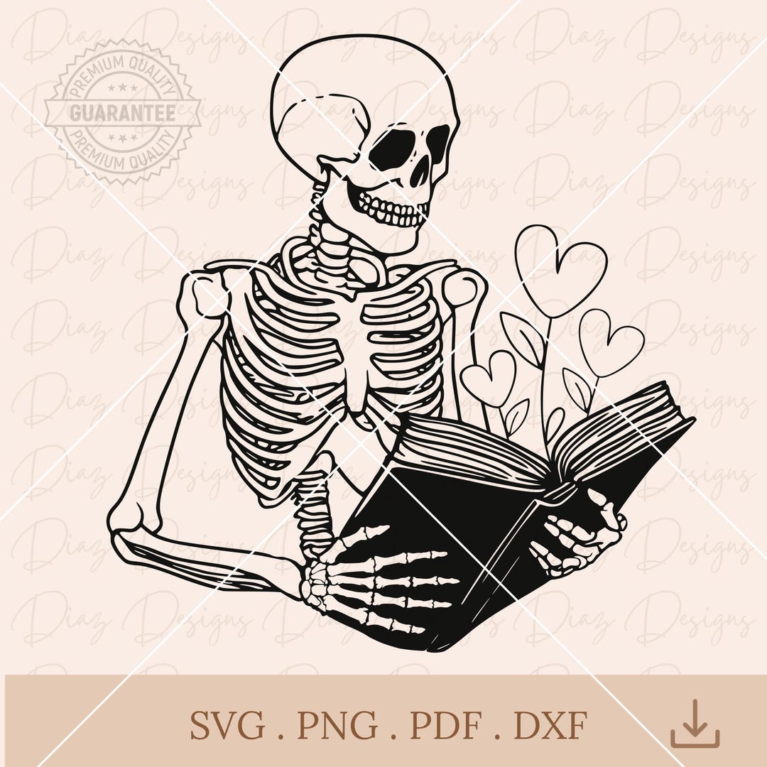 Skeleton Reading Svg, Skull Reader Cricut, Skull Book Lover Png ...