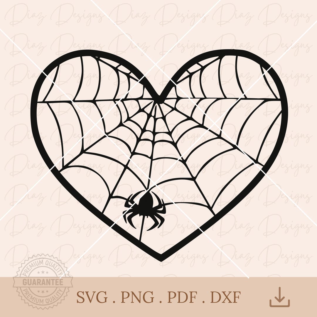Heart Spider Web Cut File, Halloween Heart Svg, Spooky Heart Png ...