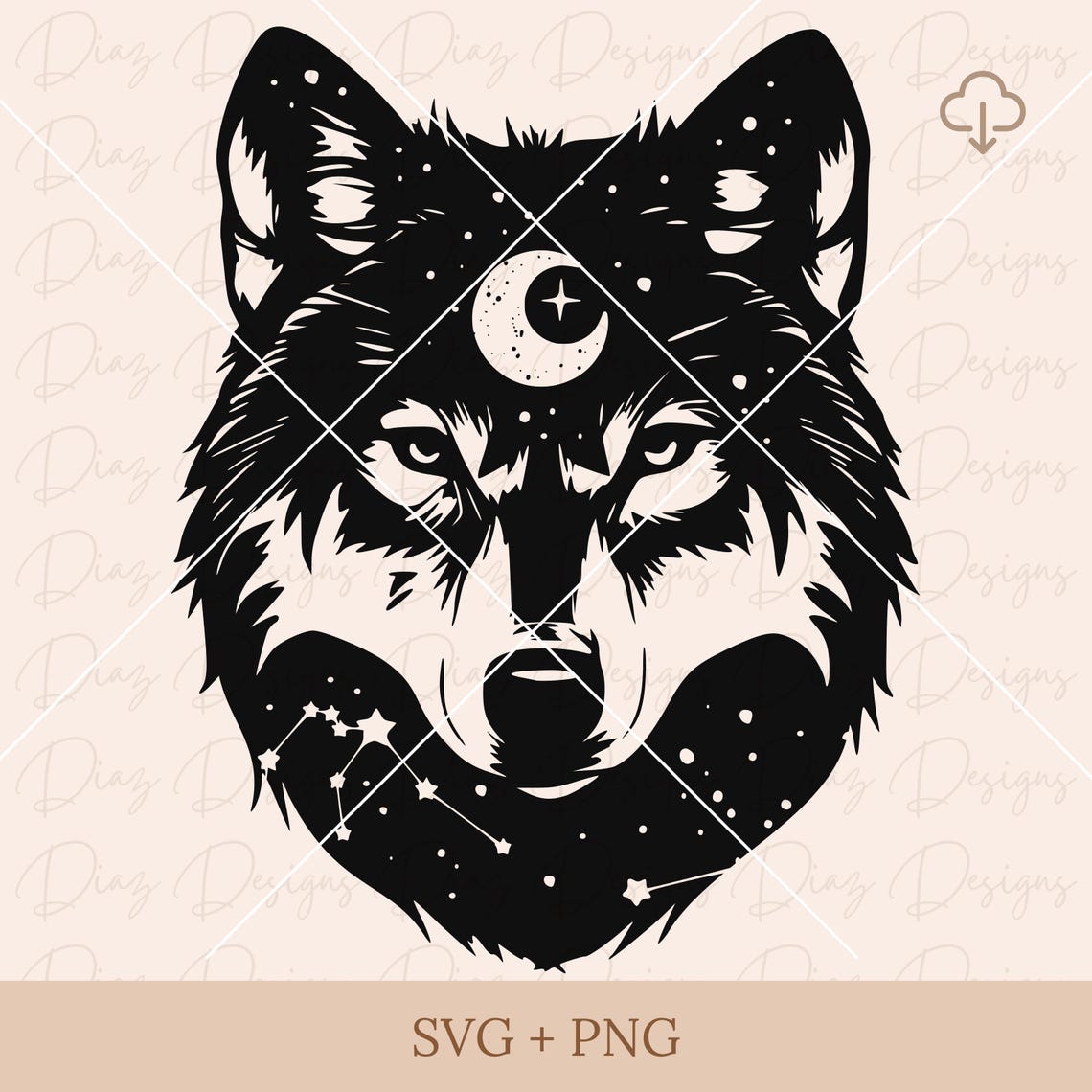 Mystical Wolf Clipart, Wolf Head Png, Wolf Cricut, Wolf Witchy Cut File ...