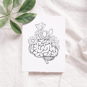 Floral Brain Svg, Brain Flowers Clipart, Mental Health Wildflowers Svg ...