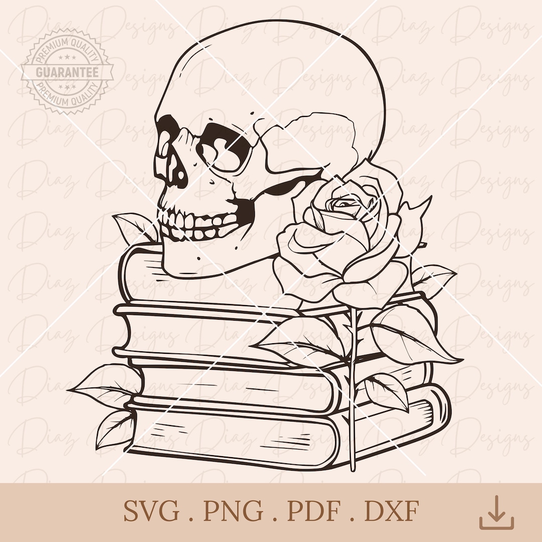 Book Skull Svg, Floral Book Clipart, Book Lovers Png, Book Club Svg ...