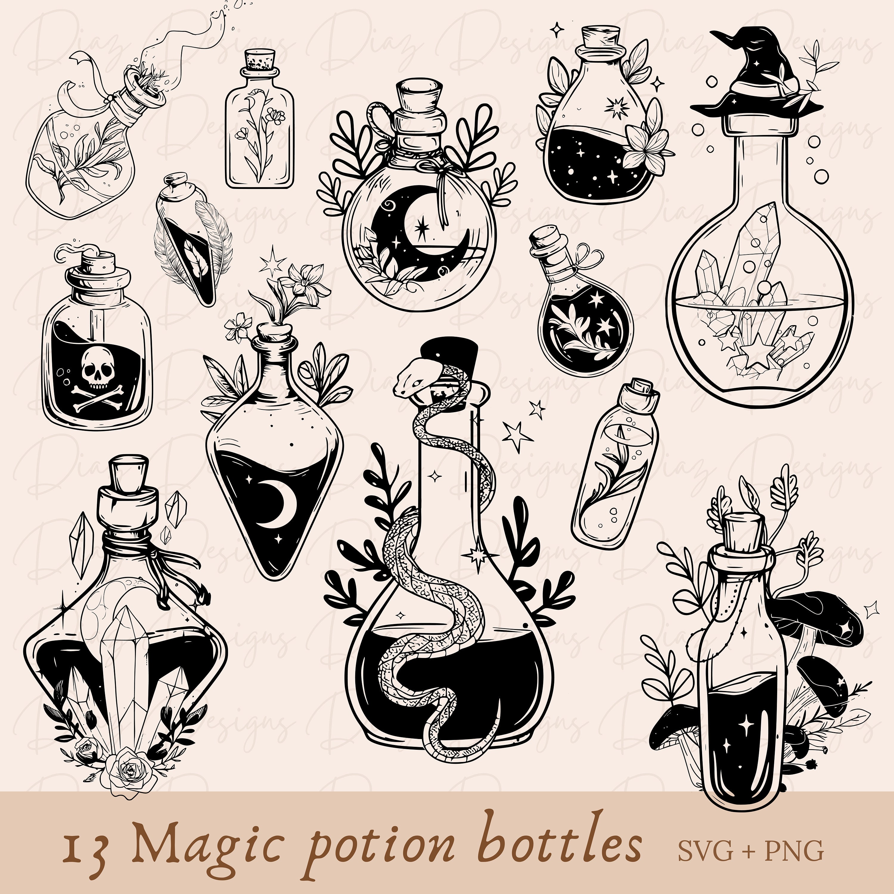 Witch Potions Svg, Witch Potions Png, Magic Potion Png, Witches Bottle ...