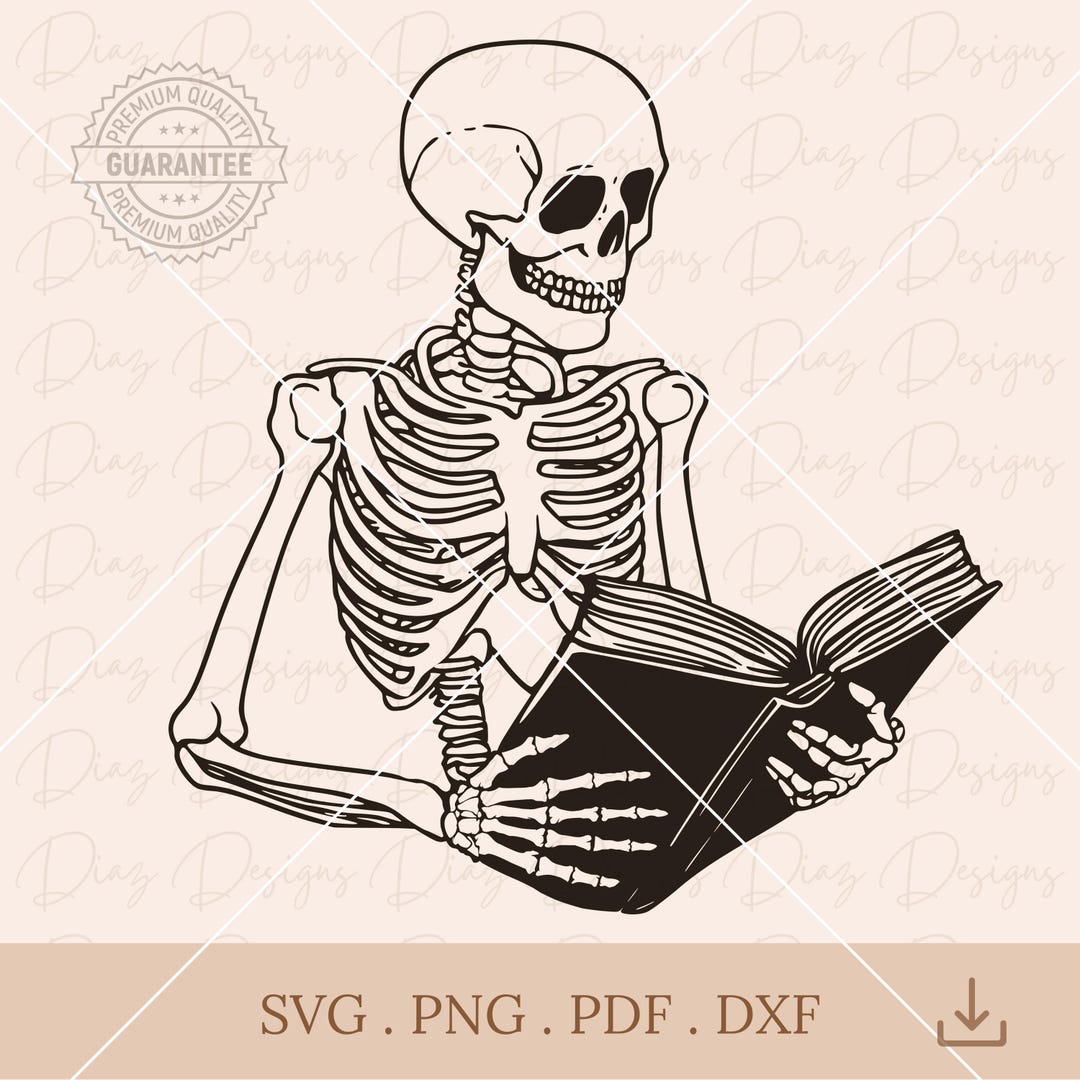 Skeleton Reading Clipart, Skull Book Lover Svg, Skull Reader Cricut ...