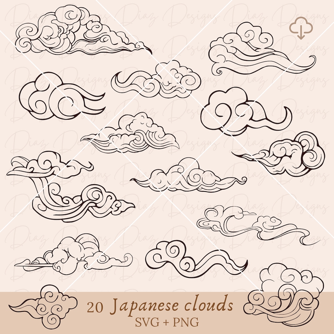 Japanese Cloud Svg, Clouds Bundle Svg, Cloud Vector, Clouds Cut File ...