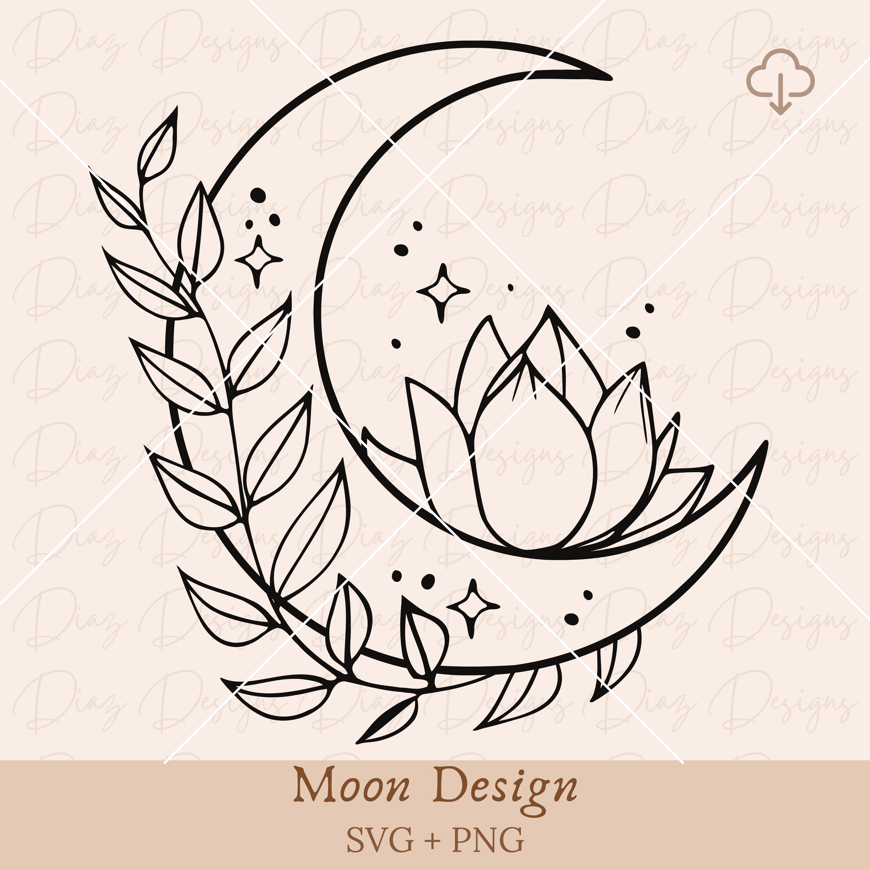 Moon Lotus Flower Svg, Lotus Spiritual Png, Mystical Moon Clipart ...