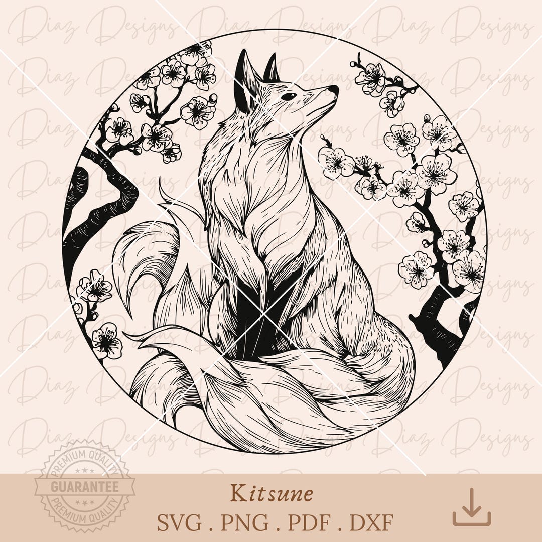 Kitsune Fox Svg, Kitsune Yokai Clipart, Japanese Fox Svg, Kitsune Mask ...