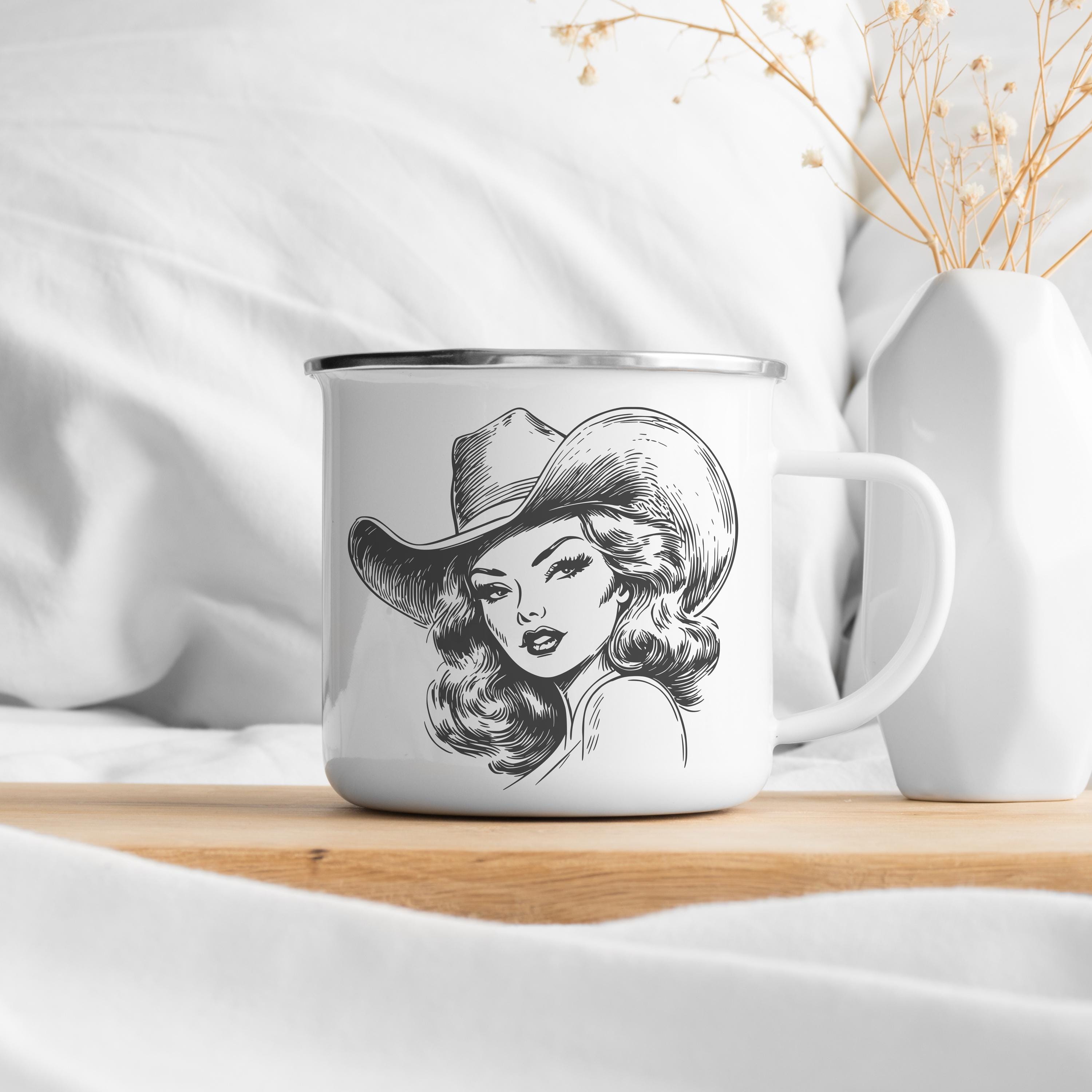 Cowgirl Retro Svg, Pin up Woman Svg, Woman Vintage Clipart, Beautiful ...