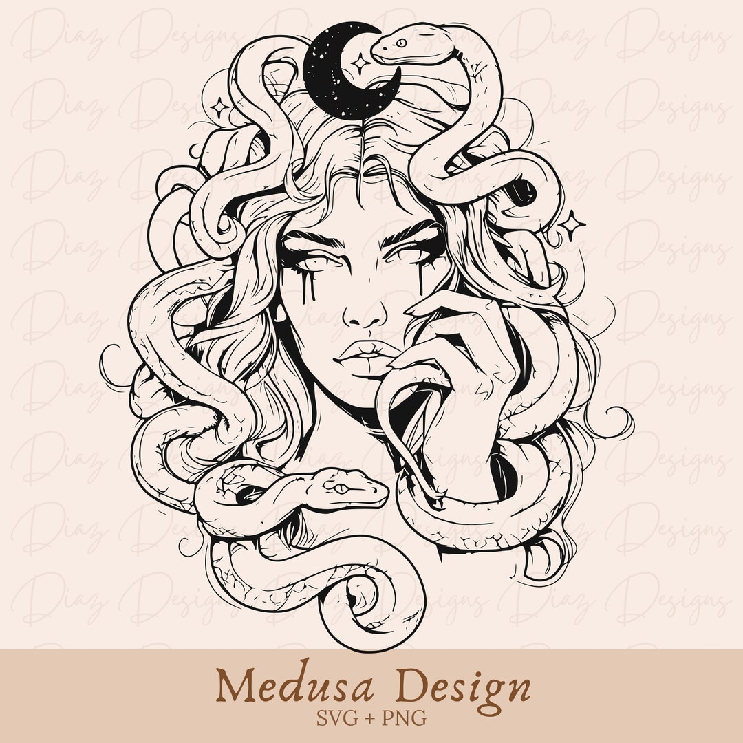 Medusa Svg File, Medusa Png, Medusa Tattoo Svg, Medusa Vector, Greek ...