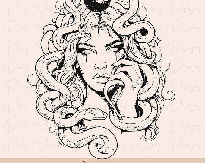 Medusa Svg File, Medusa Png, Medusa Tattoo Svg, Medusa Vector, Greek ...