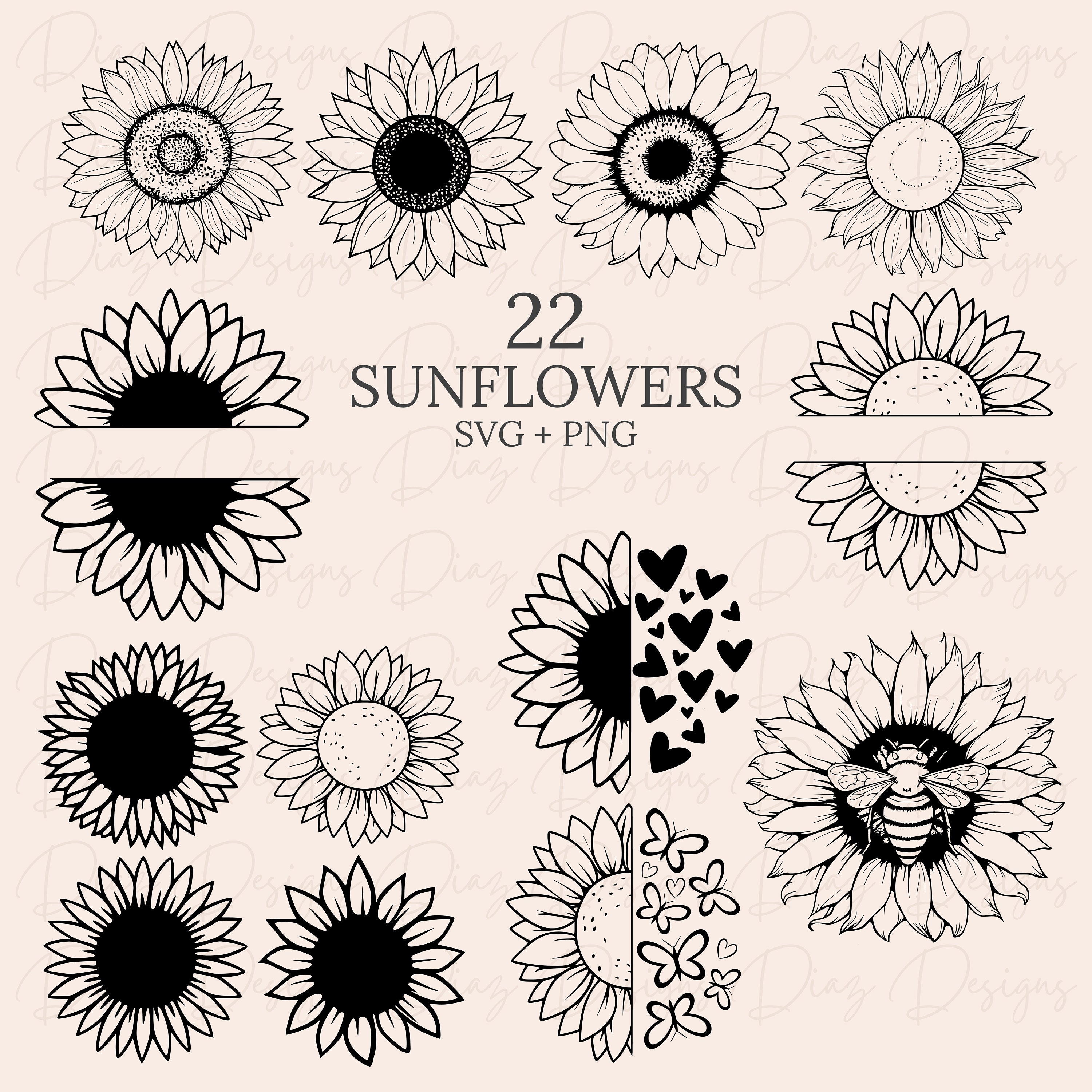 Sunflower Svg Bundle, Sunflower Clipart, Sunflower Png, Sunflower ...