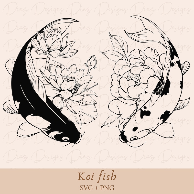 Japanese Koi Fish Svg, Koi Fish Clipart, Koi Carps Svg, Japanese Carp ...