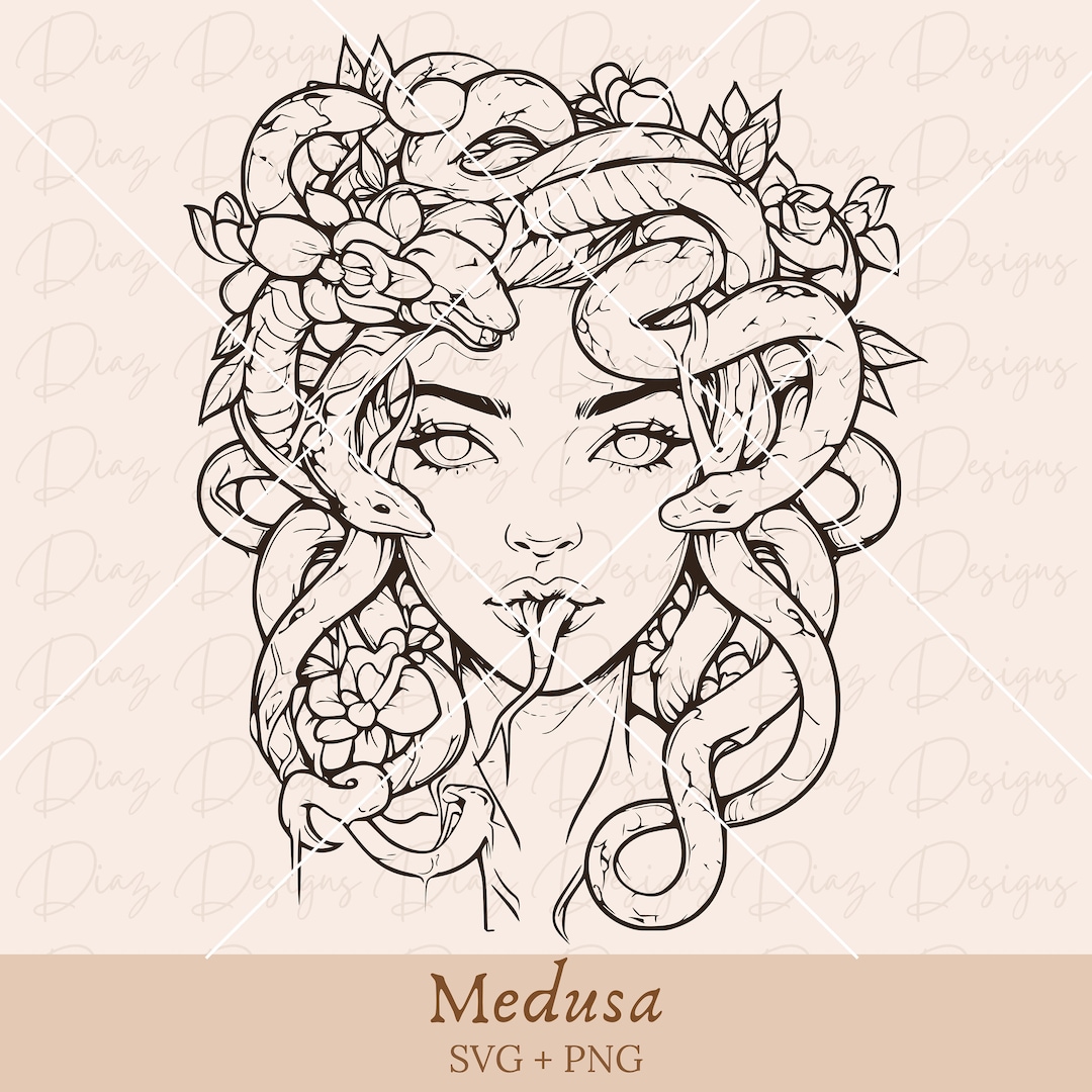 Medusa Svg, Medusa Tattoo Svg, Medusa Vector, Medusa Cut File, Greek Mythology Png, Greek ...