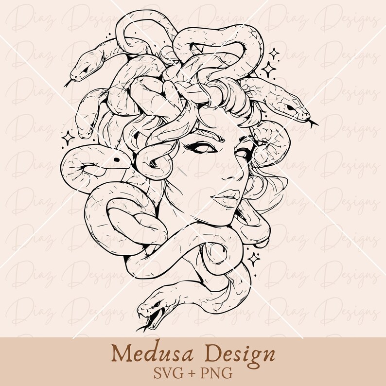 Medusa Svg File, Medusa Png, Medusa Tattoo Svg, Medusa Vector, Greek ...