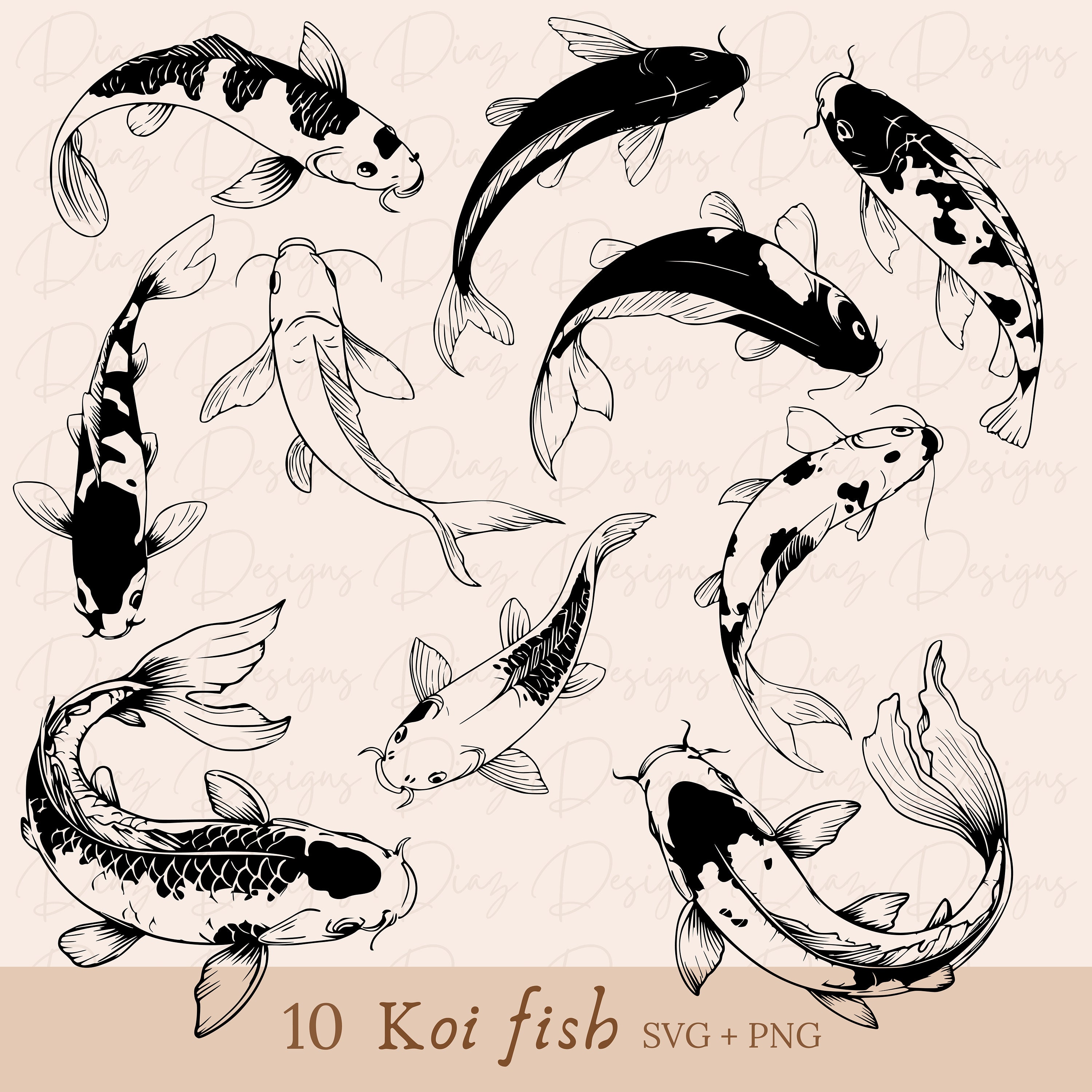 Japanese Koi Fish Svg, Koi Fish Clipart, Koi Carps Svg, Japanese Carp ...