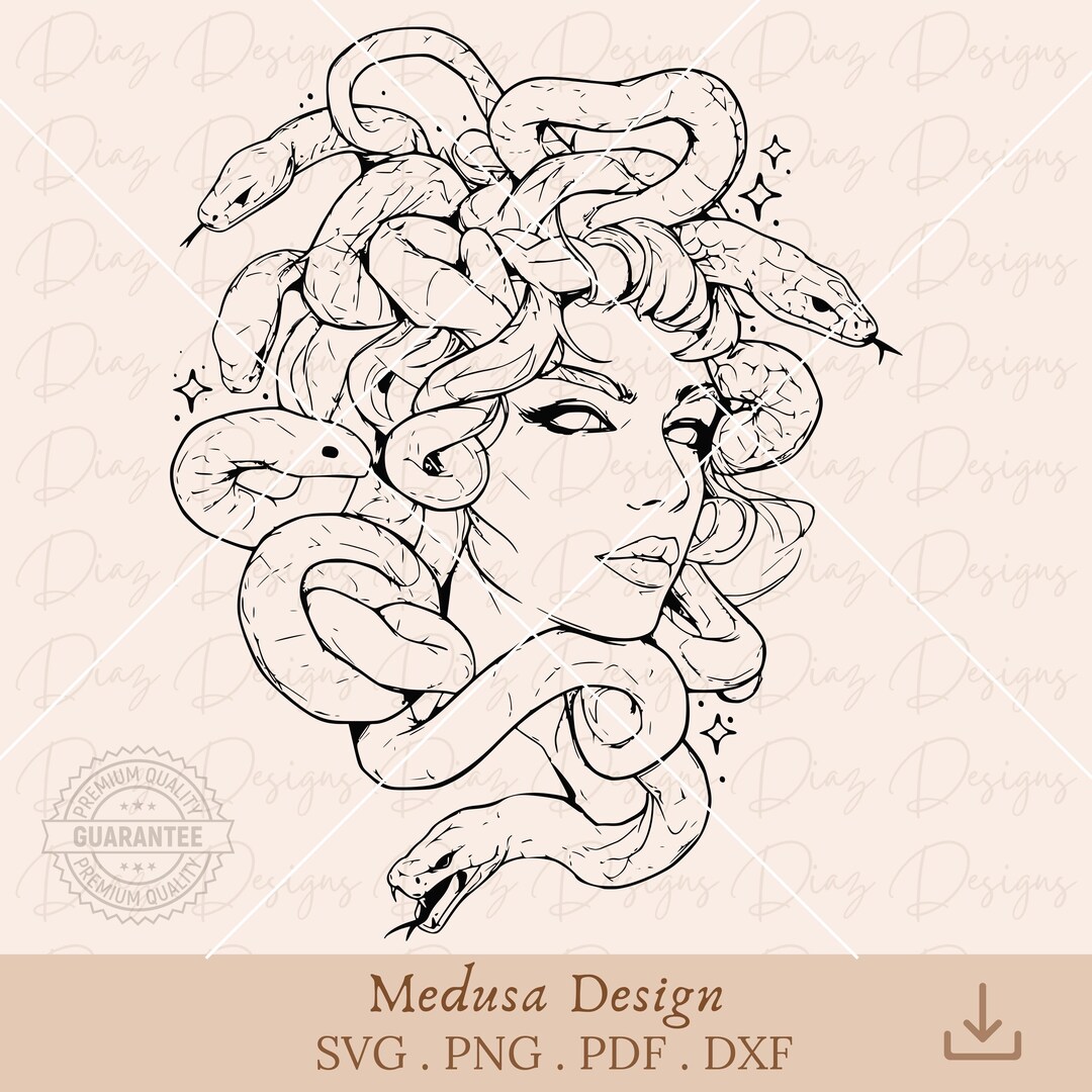 Medusa Svg File, Medusa Png, Medusa Tattoo Svg, Medusa Vector, Greek ...