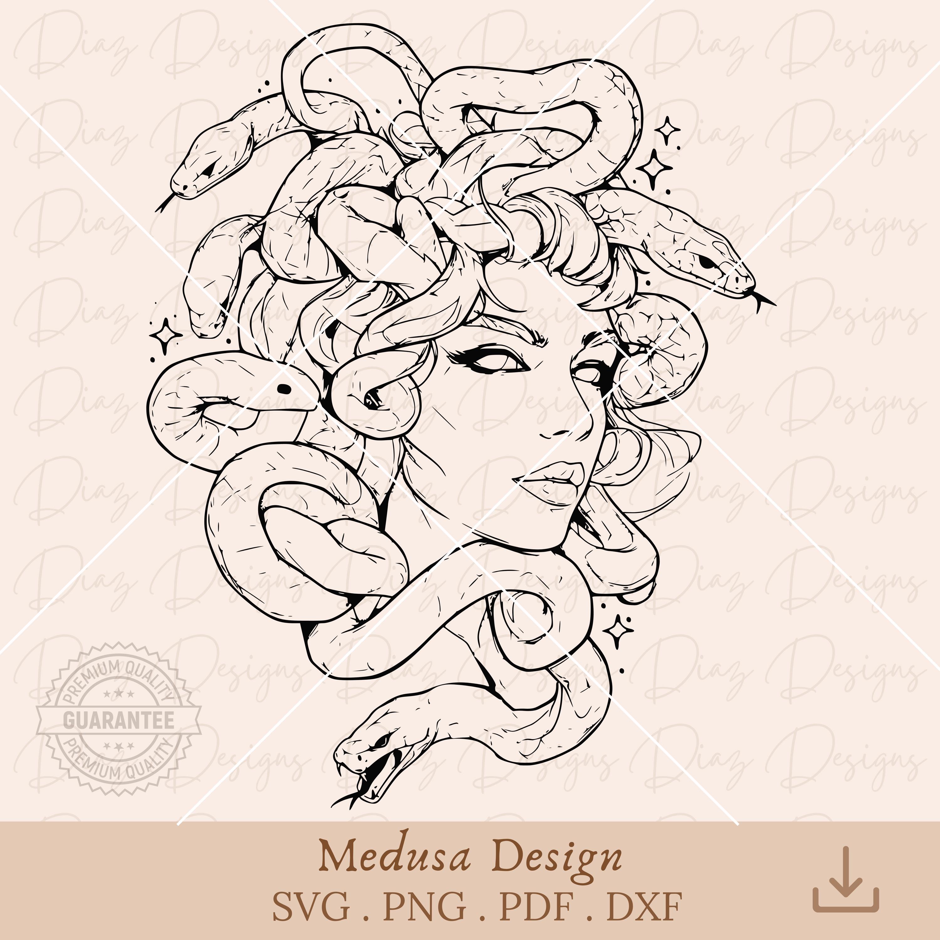 Medusa Svg File, Medusa Png, Medusa Tattoo Svg, Medusa Vector, Greek ...