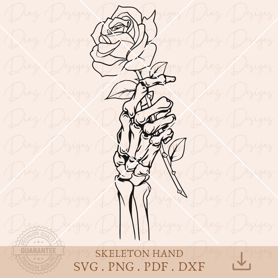 Skeleton Hands Rose Svg, Skeleton Finger Png, Skeleton Tattoo Clipart ...