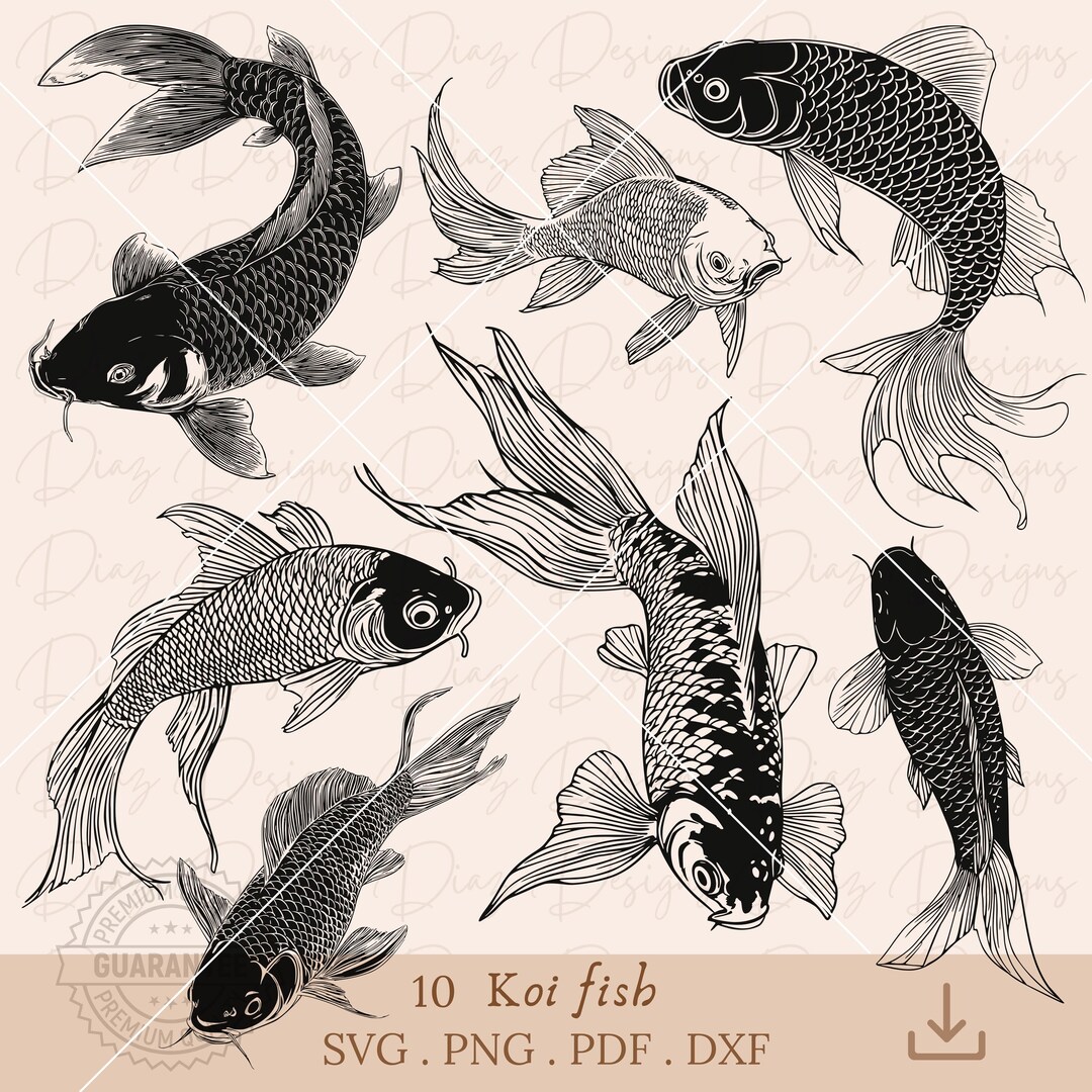Japanese Koi Fish Svg, Koi Fish Clipart, Koi Carps Svg, Japanese Carp ...