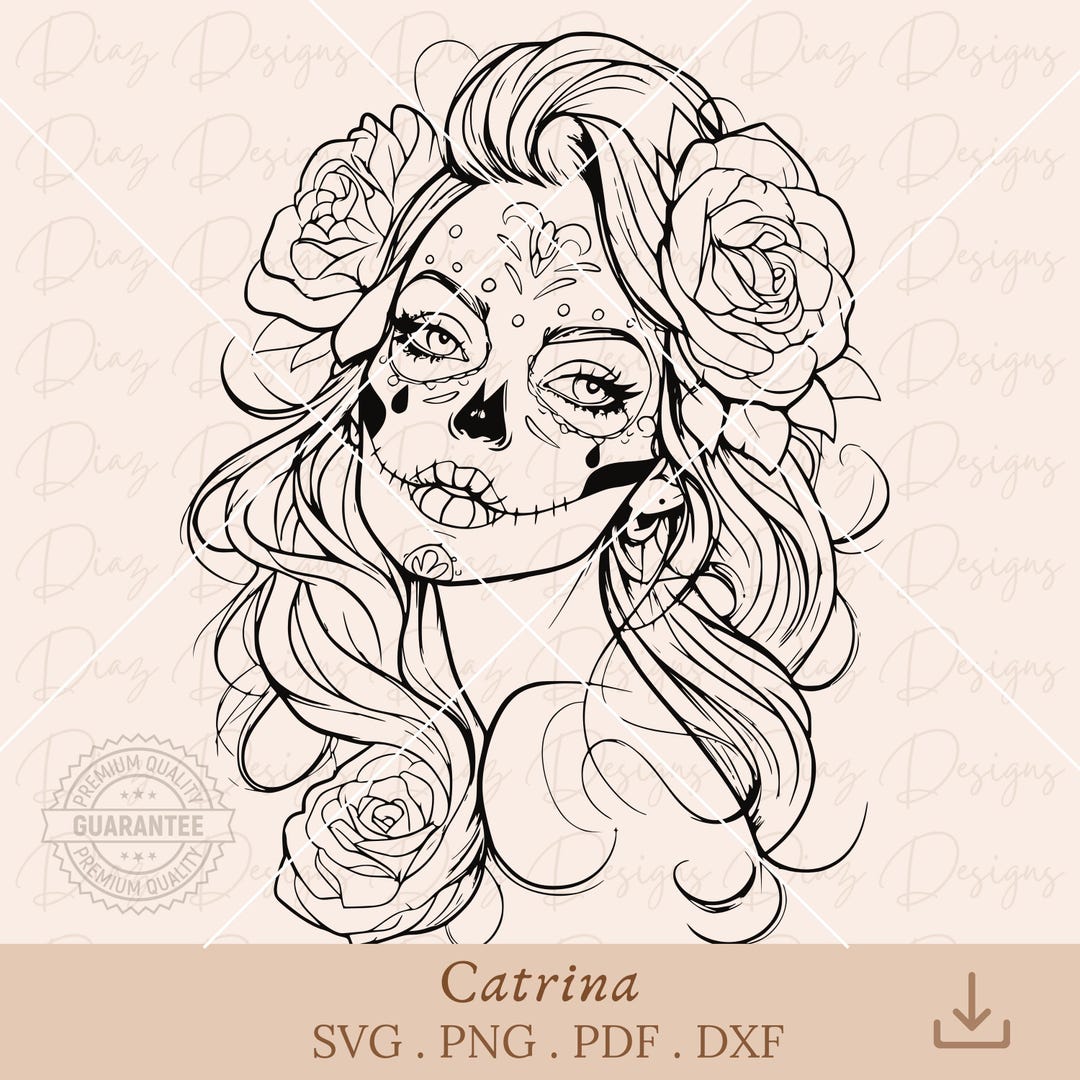 Catrina Svg, Catrina Clipart, Catrina Tattoo Design Png, Sugar Skull ...