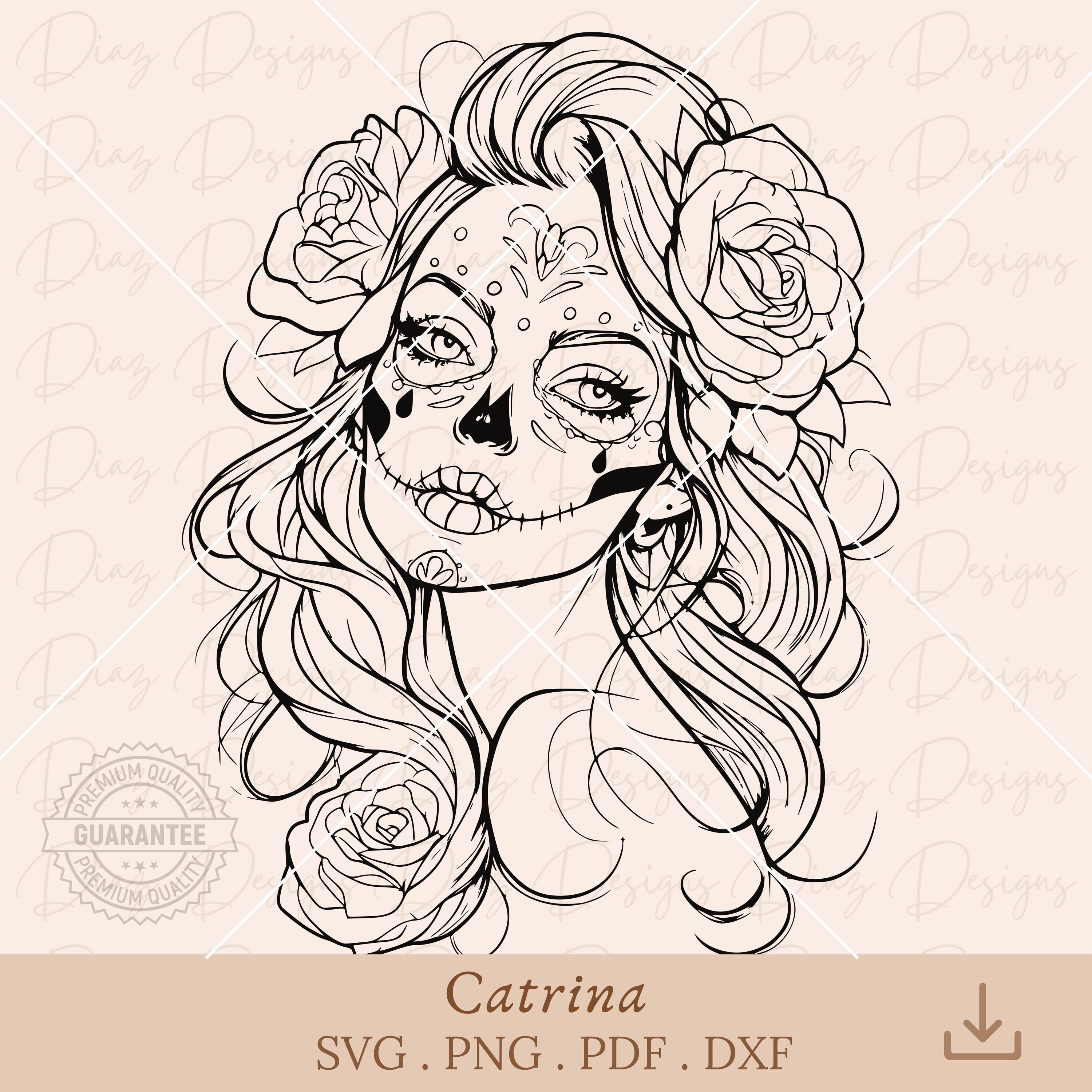 Catrina Svg, Catrina Clipart, Catrina Tattoo Design Png, Sugar Skull ...