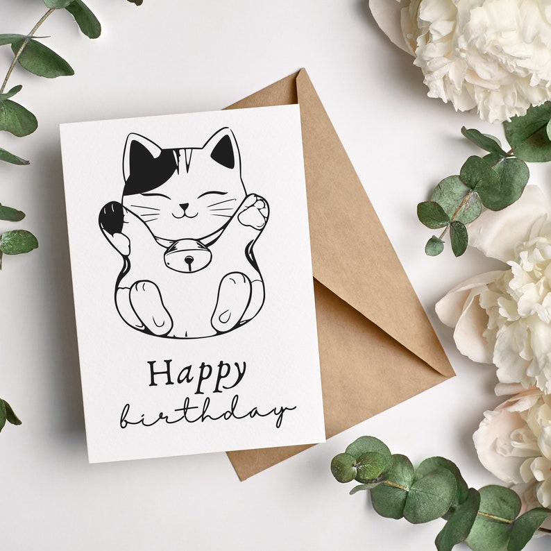 Japanese Lucky Cat Svg, Cartoon Cat Svg, Maneki Neko Svg, Kawaii Cat ...