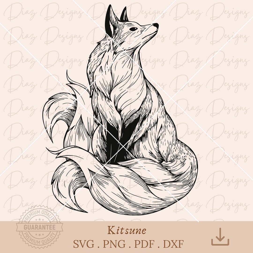 Kitsune Fox Svg, Kitsune Yokai Clipart, Japanese Fox Svg, Kitsune Mask ...
