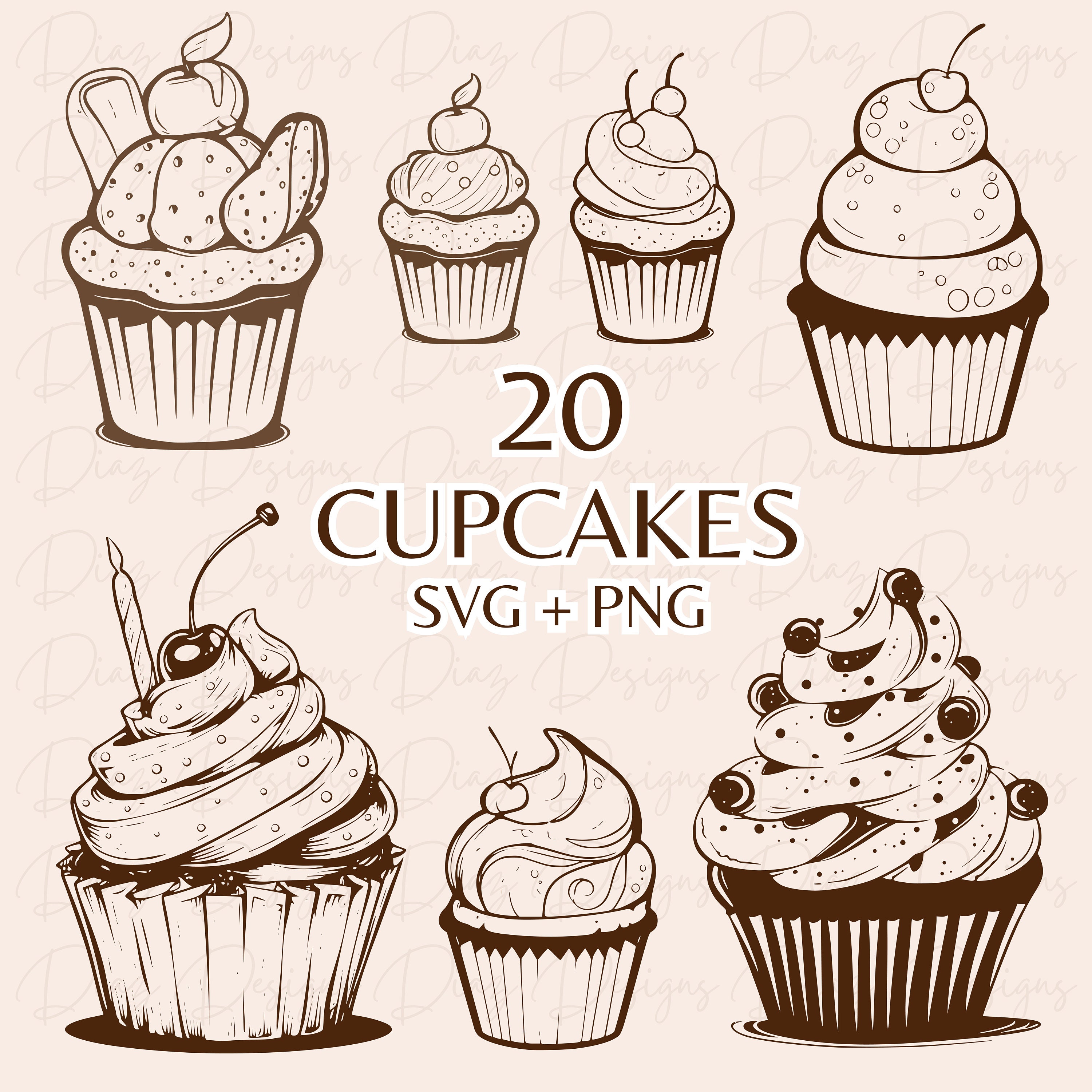 Birthday Cupcake SVG Pack, Cupcake Clipart, Cupcake Cut File, Sweet Cut ...