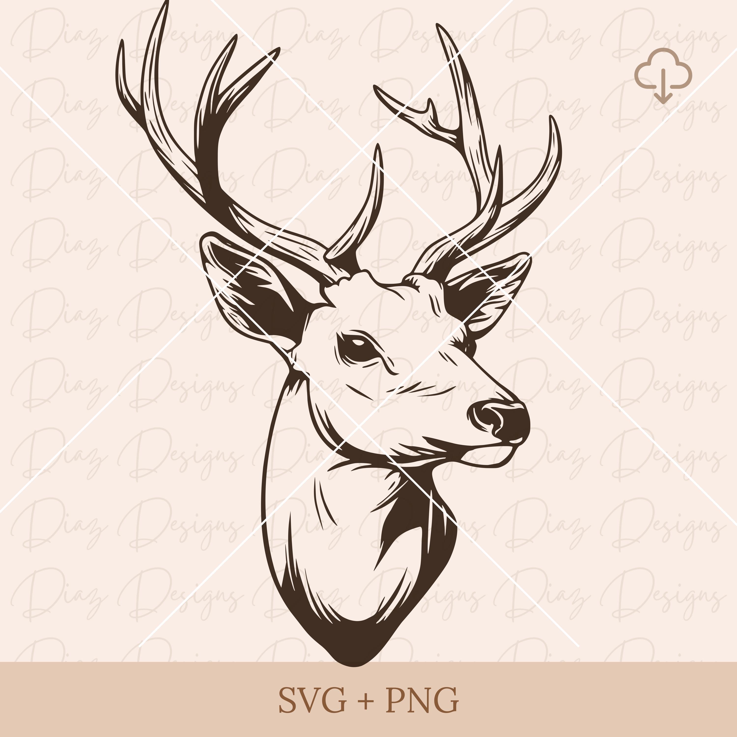 Deer Head Svg, Buck Deer Svg, Deer Head Vector, Deer Head Cricut, Buck ...