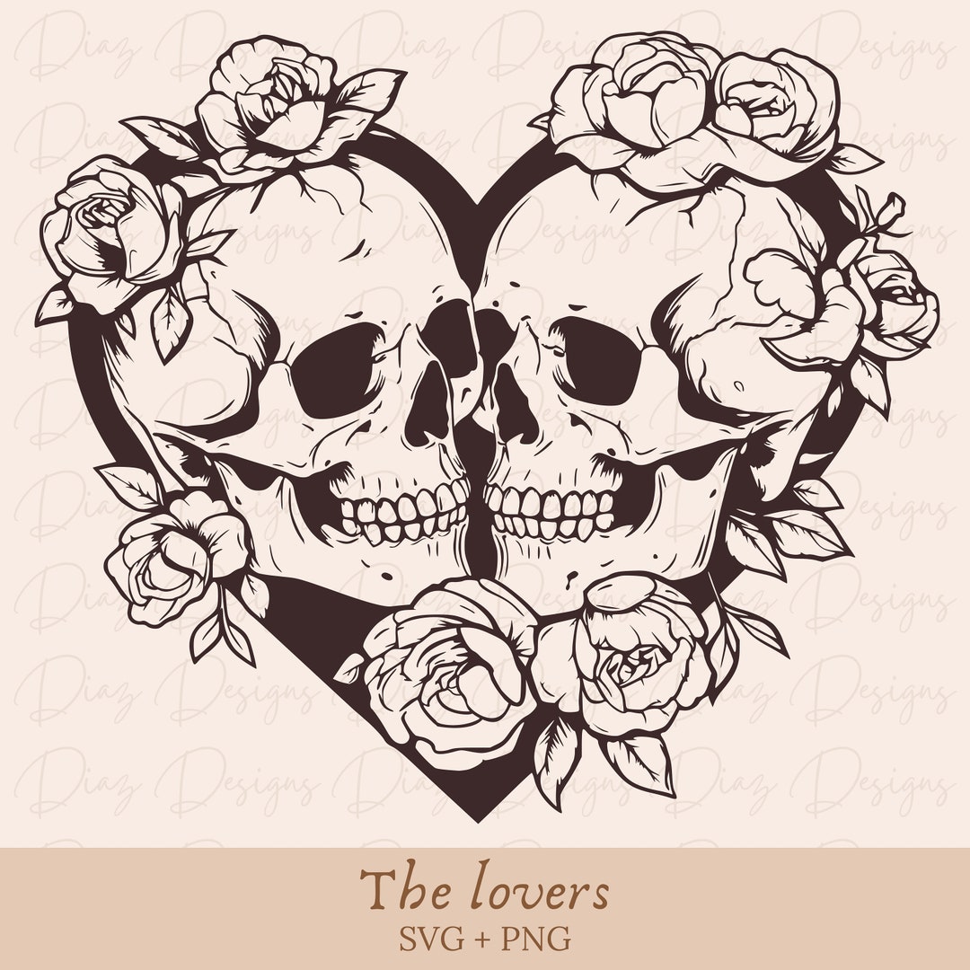 Lovers Tarot Svg, Skull Lovers Svg, Skeleton Lovers Svg, Skull Heart ...