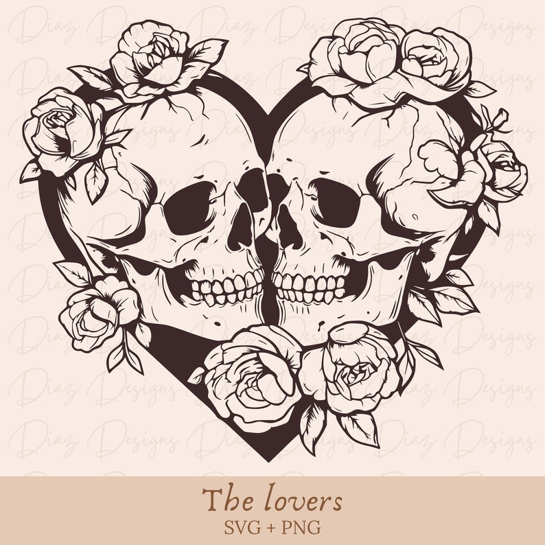 Lovers Tarot Svg, Skull Lovers Svg, Skeleton Lovers Svg, Skull Heart ...
