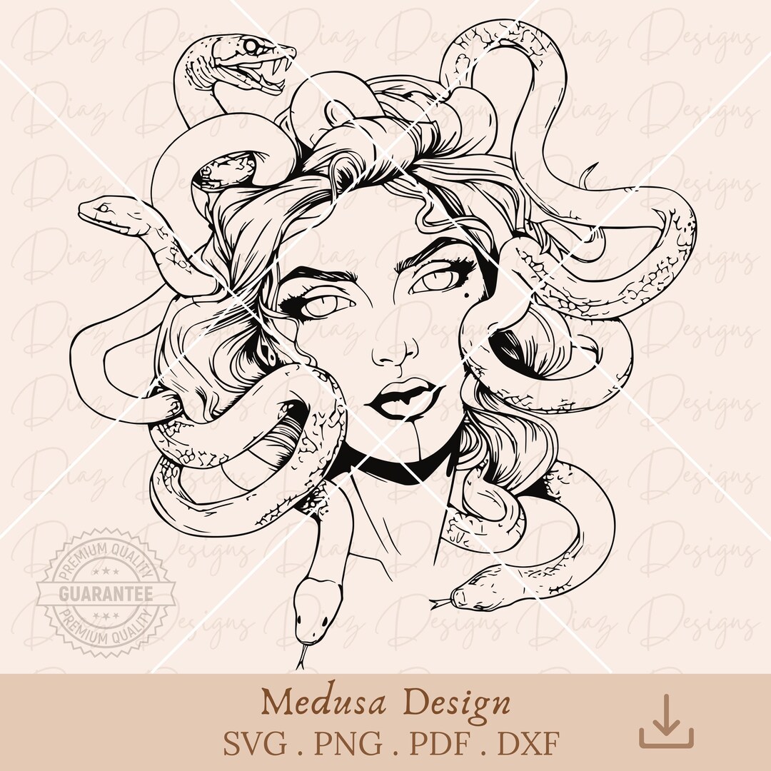 Medusa Svg File, Medusa Png, Medusa Tattoo Svg, Medusa Vector, Greek ...
