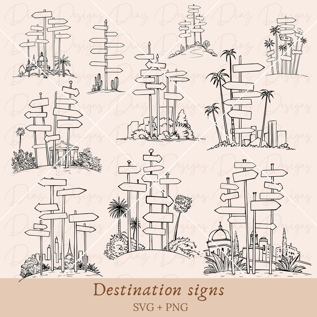 Destination Sign Svg, Road Signs Png, Direction Sign Clipart, Wood Sign ...