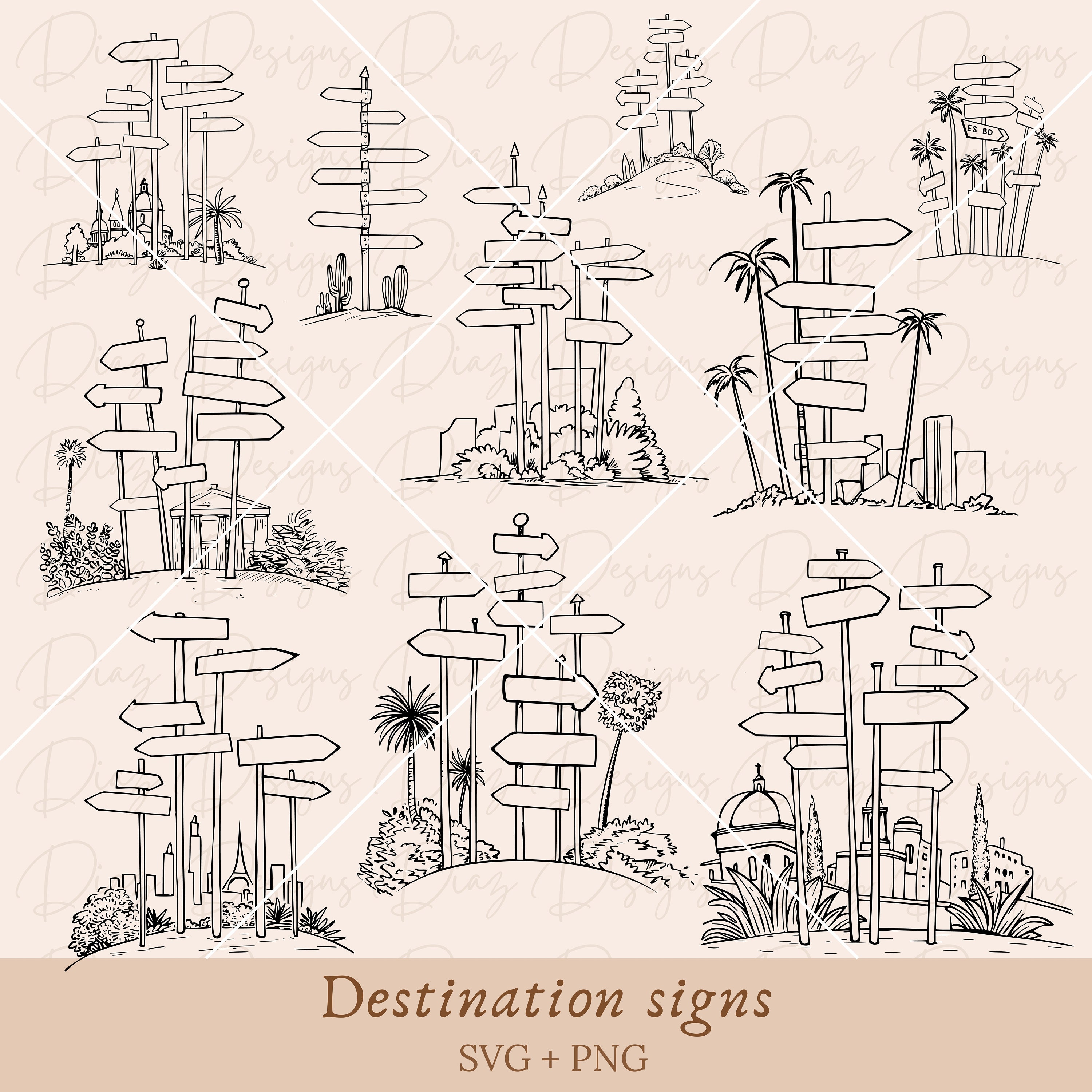 Destination Sign Svg, Road Signs Png, Direction Sign Clipart, Wood Sign ...