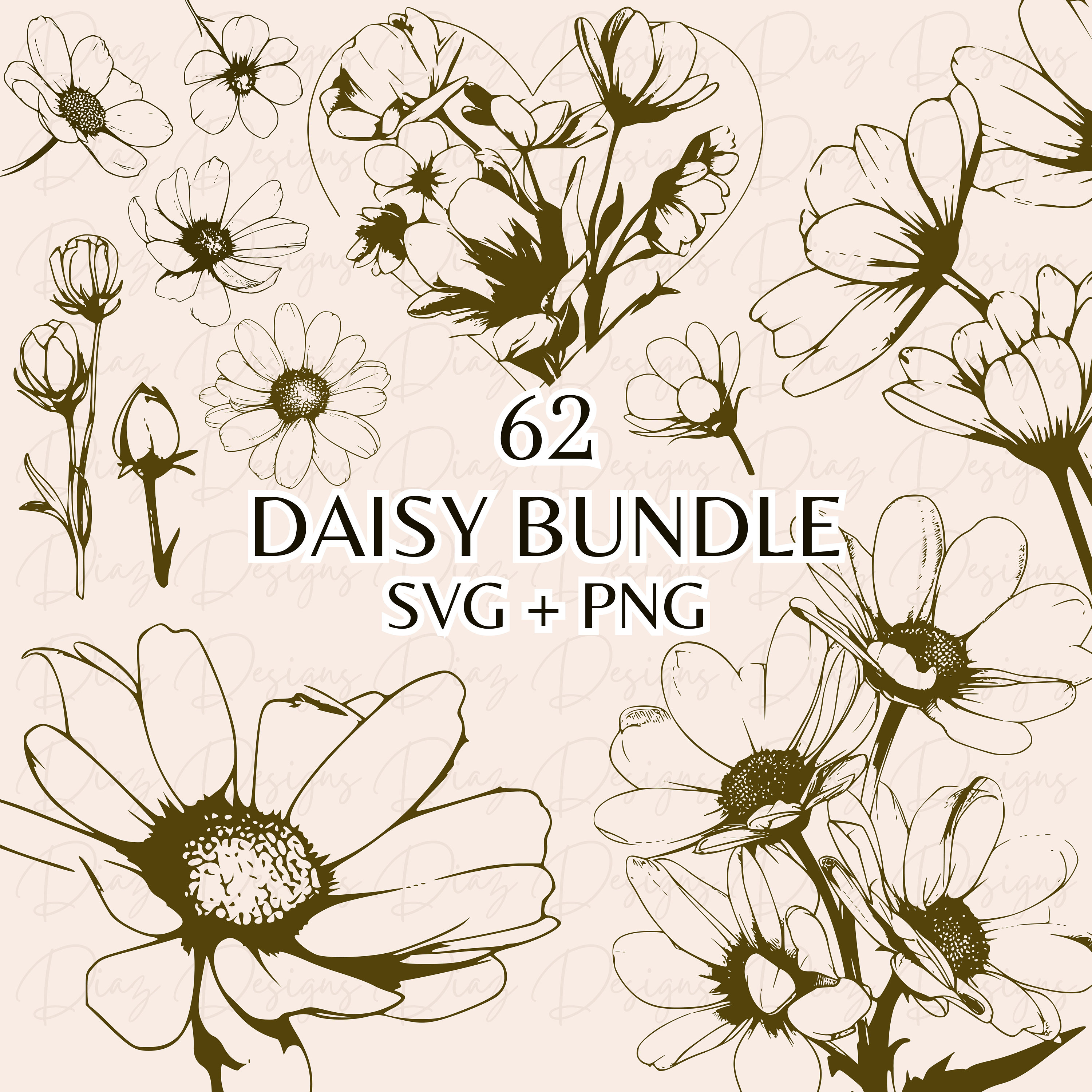 Daisy Svg, Daisy Flower Clipart, Daisy Flower Png, Floral Bundle Svg ...