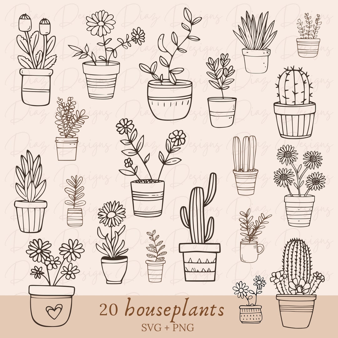 House Plants Svg, Potted Plant Svg, Gardening Svg, Floral Bundle Svg ...