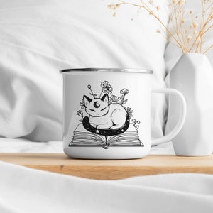 Mystical Cat on Floral Book Svg, Floral Book Clipart, Book Lovers Png ...