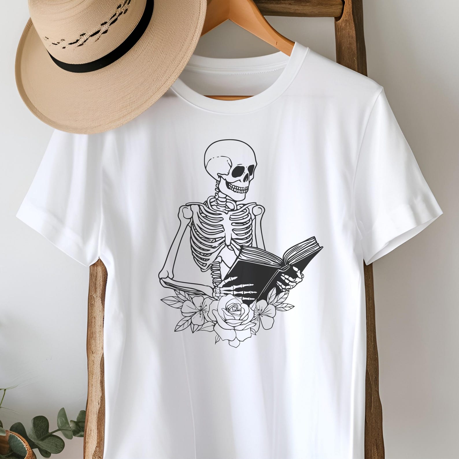 Skeleton Reading Clipart, Floral Book Lover Svg, Skull Reader Png ...