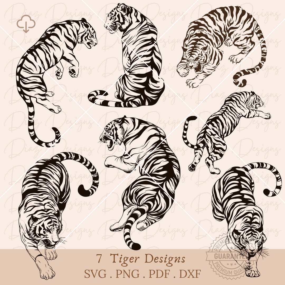 Tiger Bundle Svg, Tiger Svg, Tiger Cut File, Tiger Cricut, Tiger ...