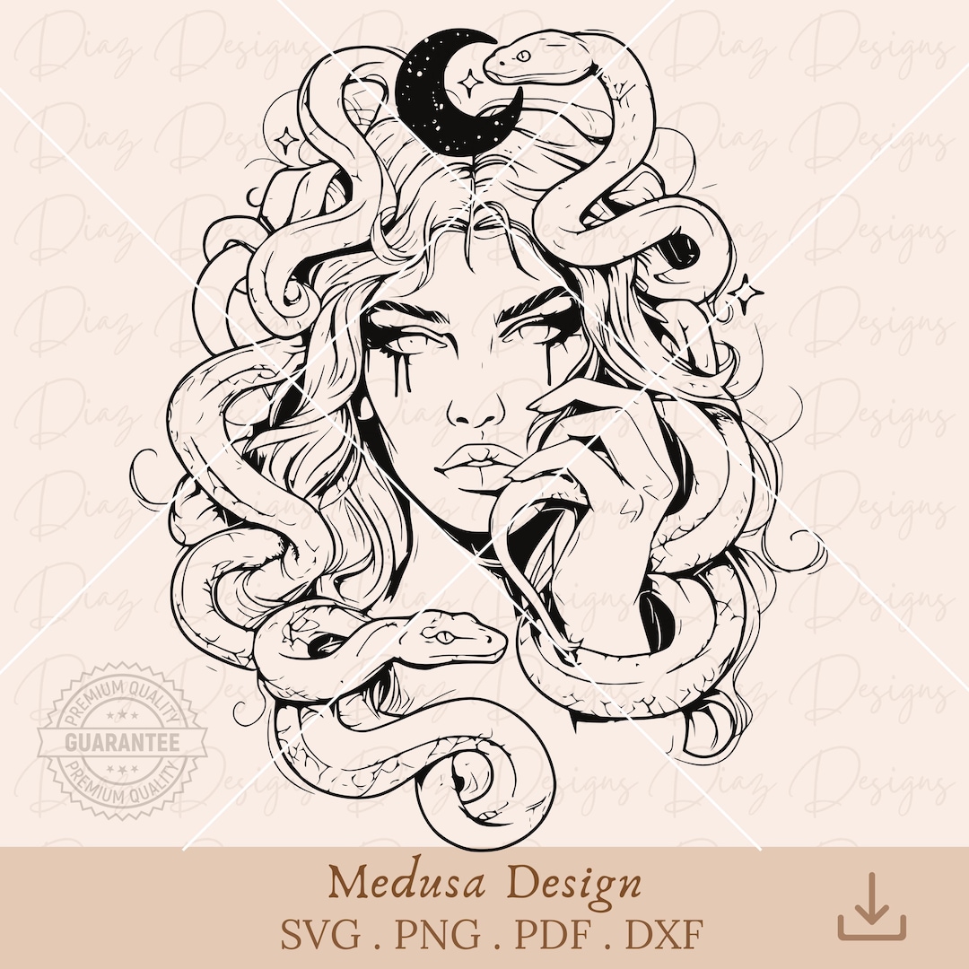 Medusa Svg File, Medusa Png, Medusa Tattoo Svg, Medusa Vector, Greek ...